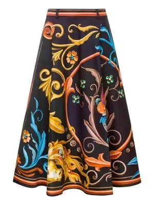 Moschino Baroque-print Midi Skirt - Black
