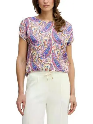 MARC AUREL Paisley-print Short-sleeve Blouse - Neutrals