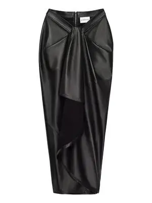 Givenchy Long Wrapped Skirt In Leather - Black