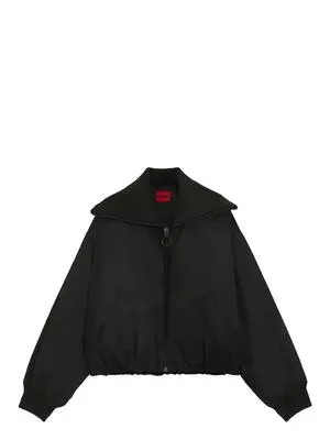 Hugo Padded Bomber Jacket In Satin - Black