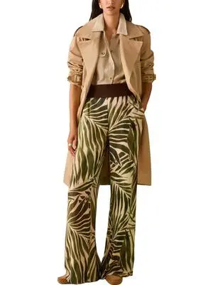 PENNYBLACK Leaf-print Wide-leg Trousers - Neutrals