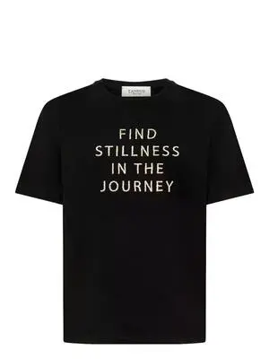 LANEUS Slogan-embroidered T-shirt - Black