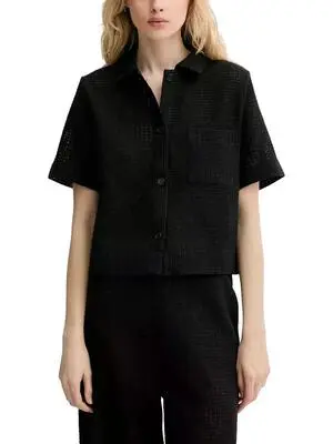 Marc O'polo Crochet-knit Patch-pocket Shirt - Black