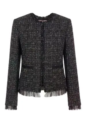 TWINSET Bouclé-knit Tulle-trim Jacket