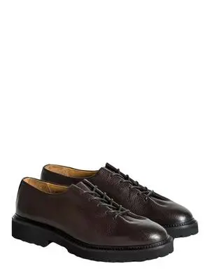 JACQUES SOLOVIERE Edouard Lug Grained-leather Derby Shoes Brown