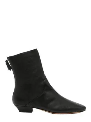 JUDE Celina Rear-zip Leather Ankle Boots - Black