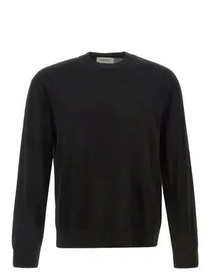 LANEUS Ribbed-trim Merino Wool Sweater - Black
