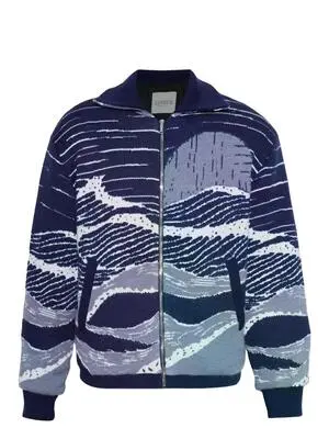 LANEUS Zip-up Cardigan - Blue
