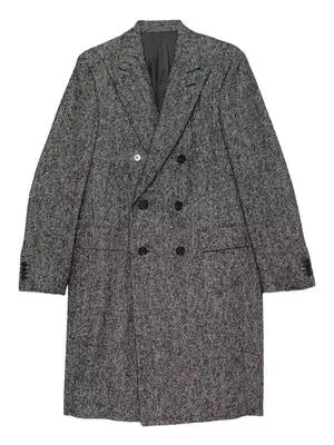 Caruso Herringbone-pattern Double-breasted Coat - Grey