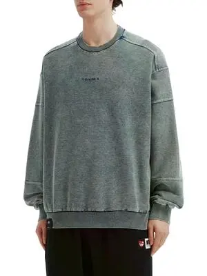 Izzue Acid-wash Panelled Sweater - Blue