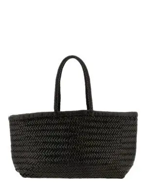 Dragon Diffusion Big Bamboo Triple Jump Woven Leather Shoulder Bag - Brown