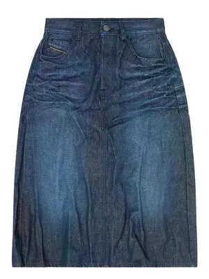 DIESEL® Midi Skirt In Creased Denim - Blue