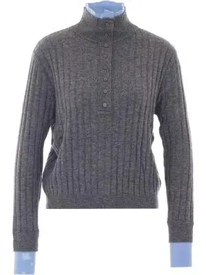 ELE Ribbed-knit Button-up Sweater