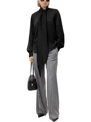 Hugo Regular-fit Blouse In Satin With Burnout Print - Black
