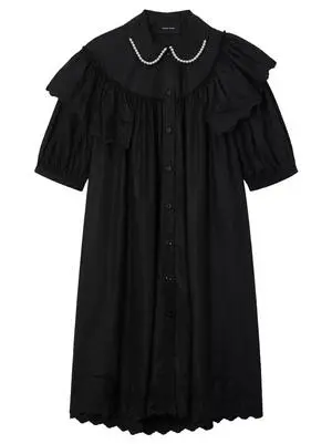 Simone Rocha Pearl-embellished Ruffled Midi Dress - Black