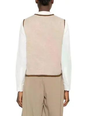 MOISMONT Contrast-trim Sleeveless Cardigan - Neutrals