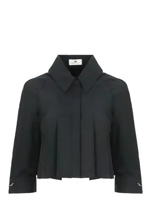 Elisabetta Franchi Pleated Cropped Shirt - Black