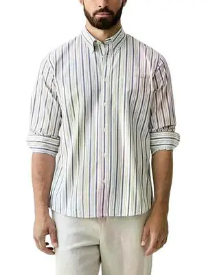 BENETTON Vertical-stripe Button-down Shirt - White