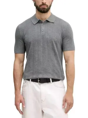 BENETTON Textured-knit Polo Shirt - Grey