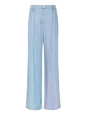 GAELLE PARIS Pleated Wide-leg Jeans - Blue