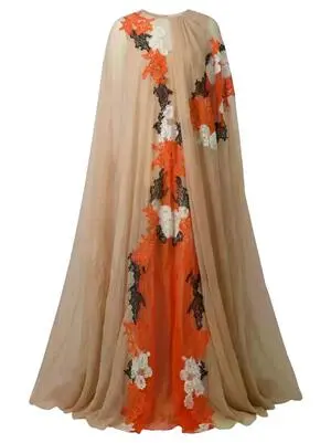 Valentino Garavani Lace-appliqué Floor-length Maxi Dress - Neutrals