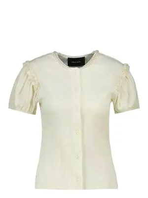 SIMONE ROCHA Pointelle Puff-sleeve Blouse