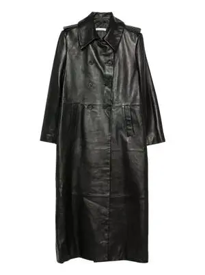 Liviana Conti Double-breasted Leather Coat - Black