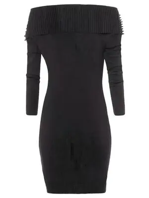 FRACOMINA Embellished Off-the-shoulder Mini Dress - Black