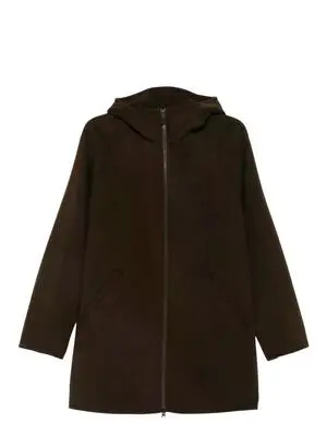 Aspesi Super Doppel Hooded Zip-up Coat Brown