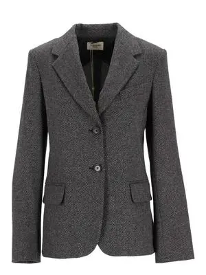 Max Mara Chevron-jacquard Single-breasted Blazer Grey
