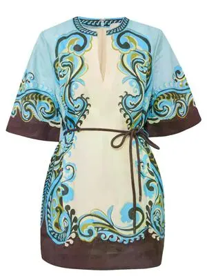 ALEMAIS Natalia Printed Mini Dress Neutrals