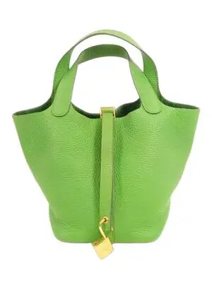 Hermès 2023 Pm Picotin Leather Tote Bag Green