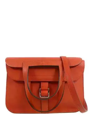 Hermès Mini Halzan Leather Shoulder Bag - Orange