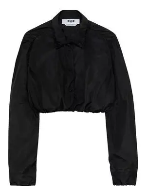 MSGM Cropped Gathered-detail Shirt
