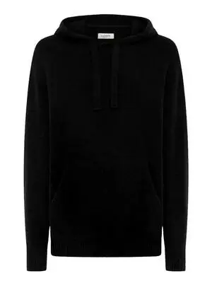 LANEUS Knitted Drawstring Hoodie - Black