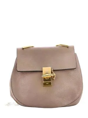 Chloé Drew Leather Small Crossbody Bag - Grey