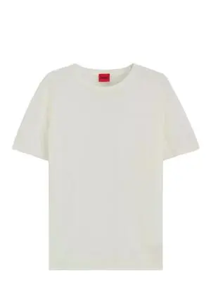 Hugo Short-sleeved Sweater In A Wool-cashmere Blend - Neutrals