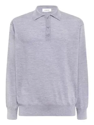 LANEUS Star-embroidered Long-sleeve Polo Shirt - Grey