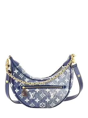 LOUIS VUITTON Loop Handbag Monogram Jacquard Denim Hobo Bag - Blue