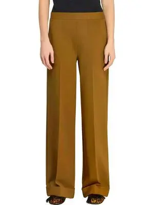 SEMICOUTURE Coline Pressed-crease Turn-up Trousers - Brown