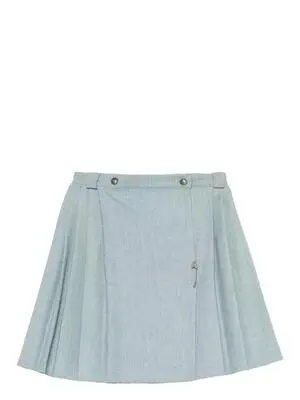 Versace 1980s Pleated Safety-pin Mini Skirt - Blue