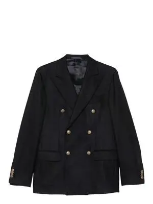 Caruso Double-breasted Peak-lapel Jacket - Blue