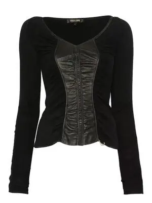 Roberto Cavalli 2000s Panelled Ruched Top - Black