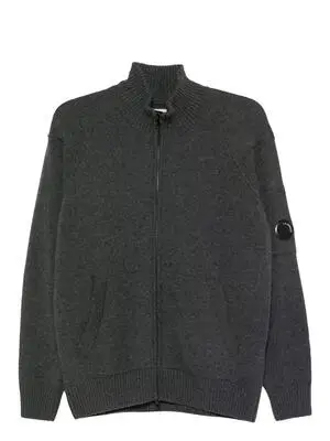 C.P. COMPANY Zip-up Lens Sweater Grey