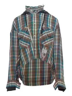 Mihara Yasuhiro Hoodie Combine Checkered Shirt - Orange