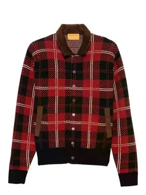 Guest In Residence Check-pattern Cardigan - Red