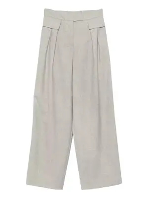 Liviana Conti Pleated Wide-leg Trousers - Grey