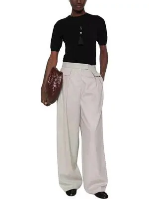 Liviana Conti Pleated Wide-leg Trousers - Grey
