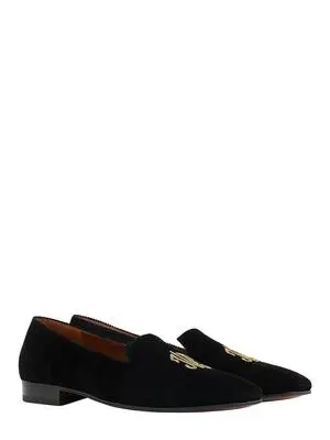 SALVATORE FERRAGAMO Embroidered Suede Loafers