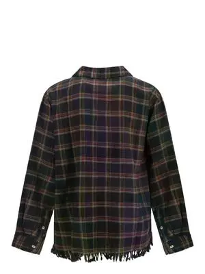FOUND Raw-cut Fringe Plaid Shirt